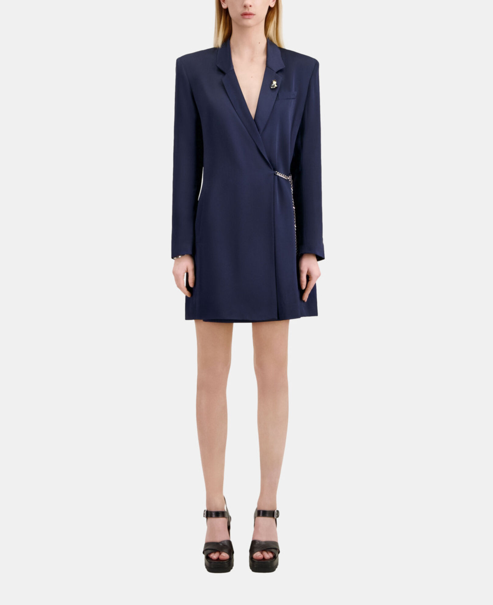 Robe tailleur courte avec chaîne bleu | The Kooples - France