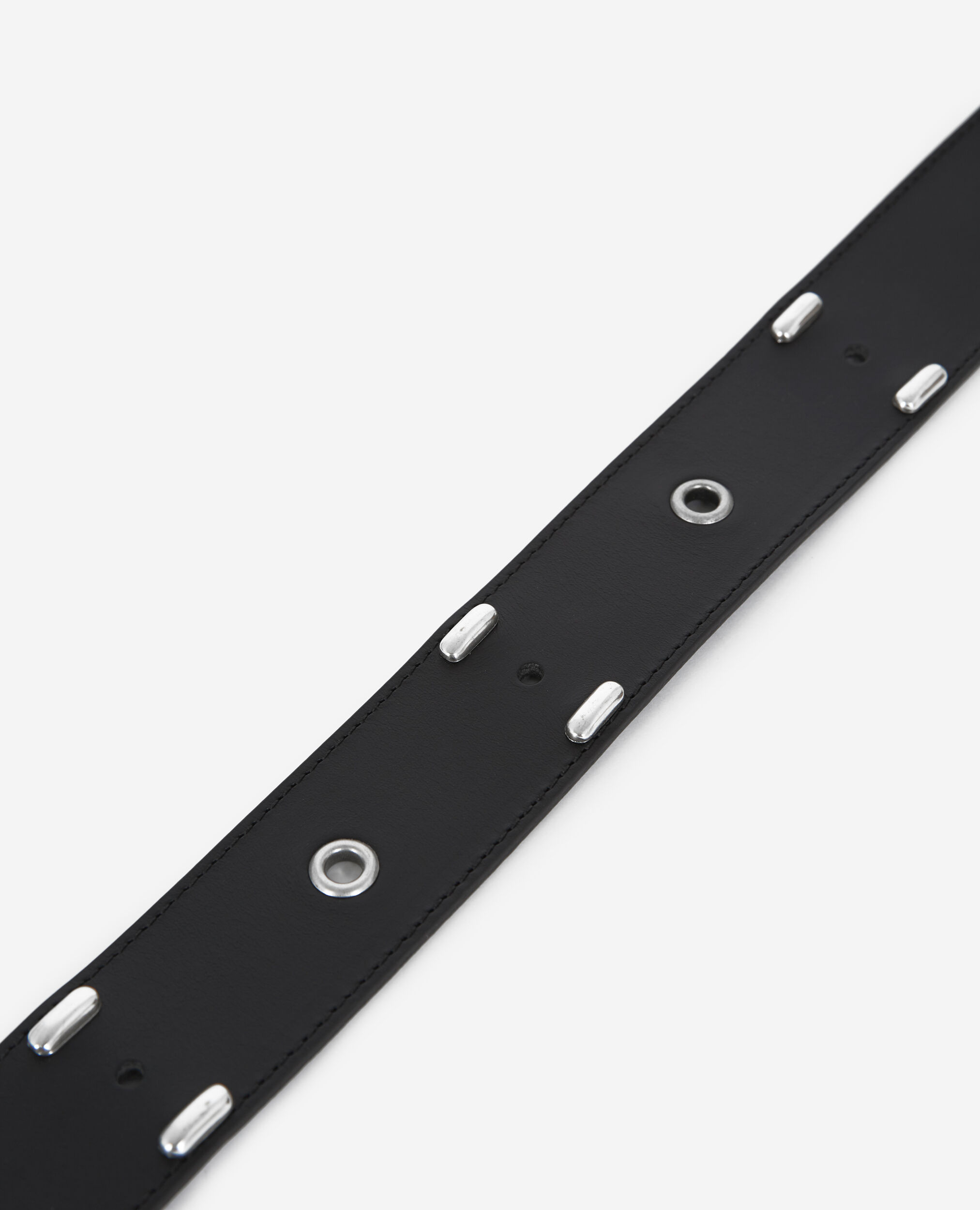 Plain black belt in leather with rivets | The Kooples