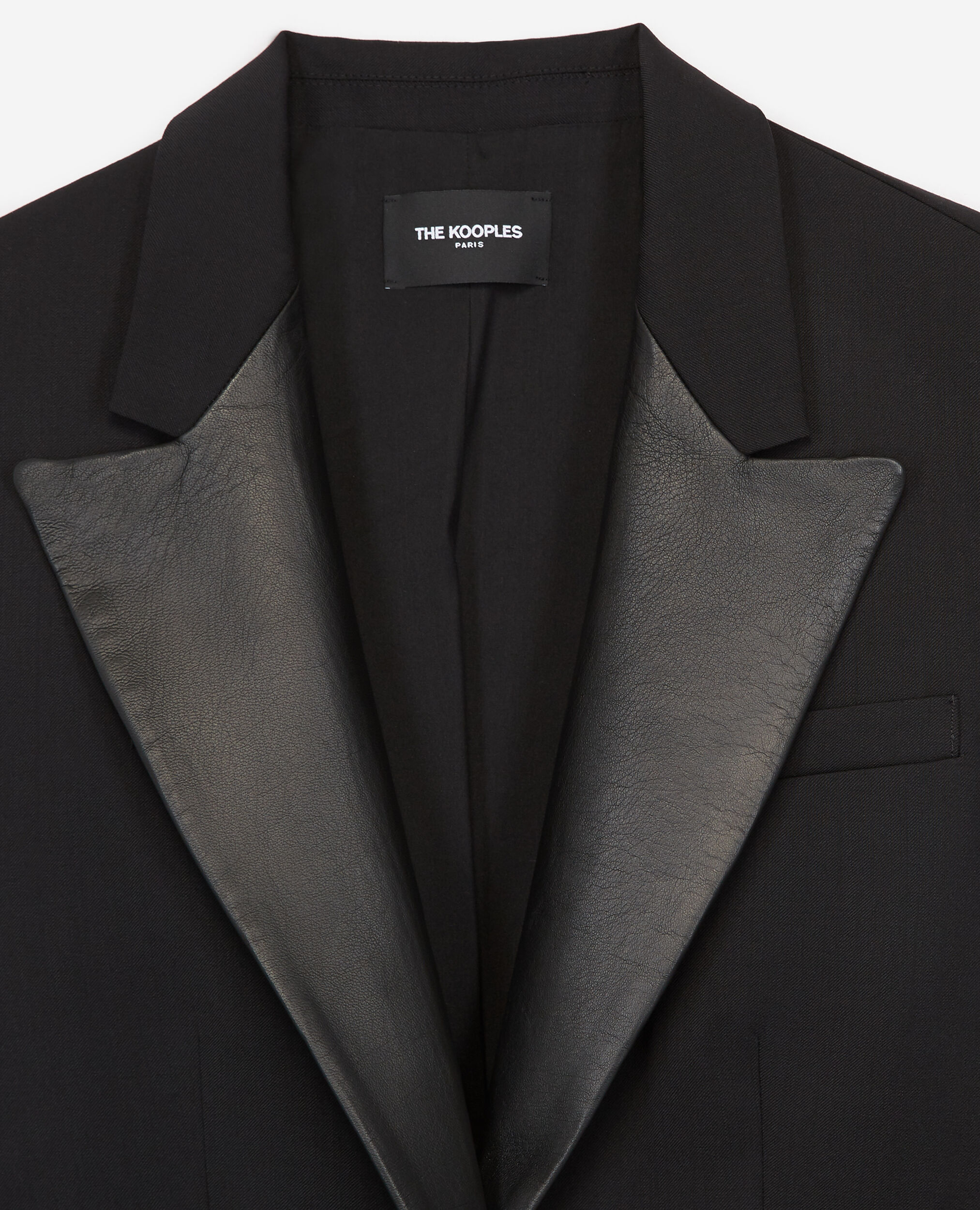 Formal black jacket with leather lapels | The Kooples