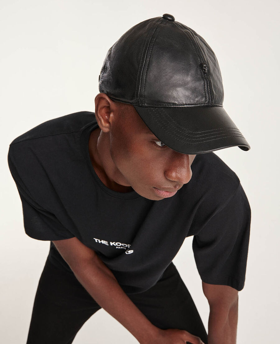 Black leather cap with skull detail | The Kooples