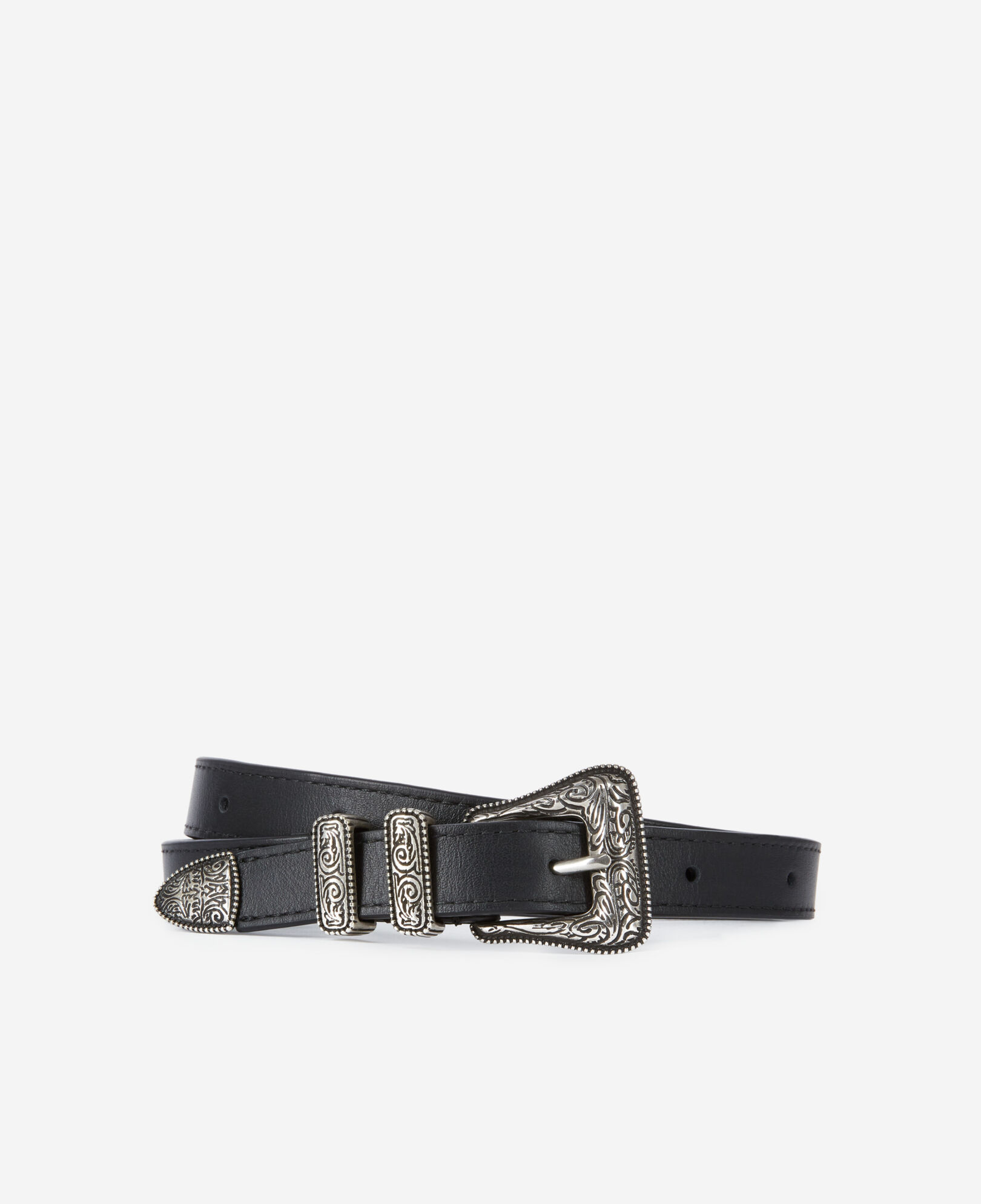 Thin black leather belt | The Kooples