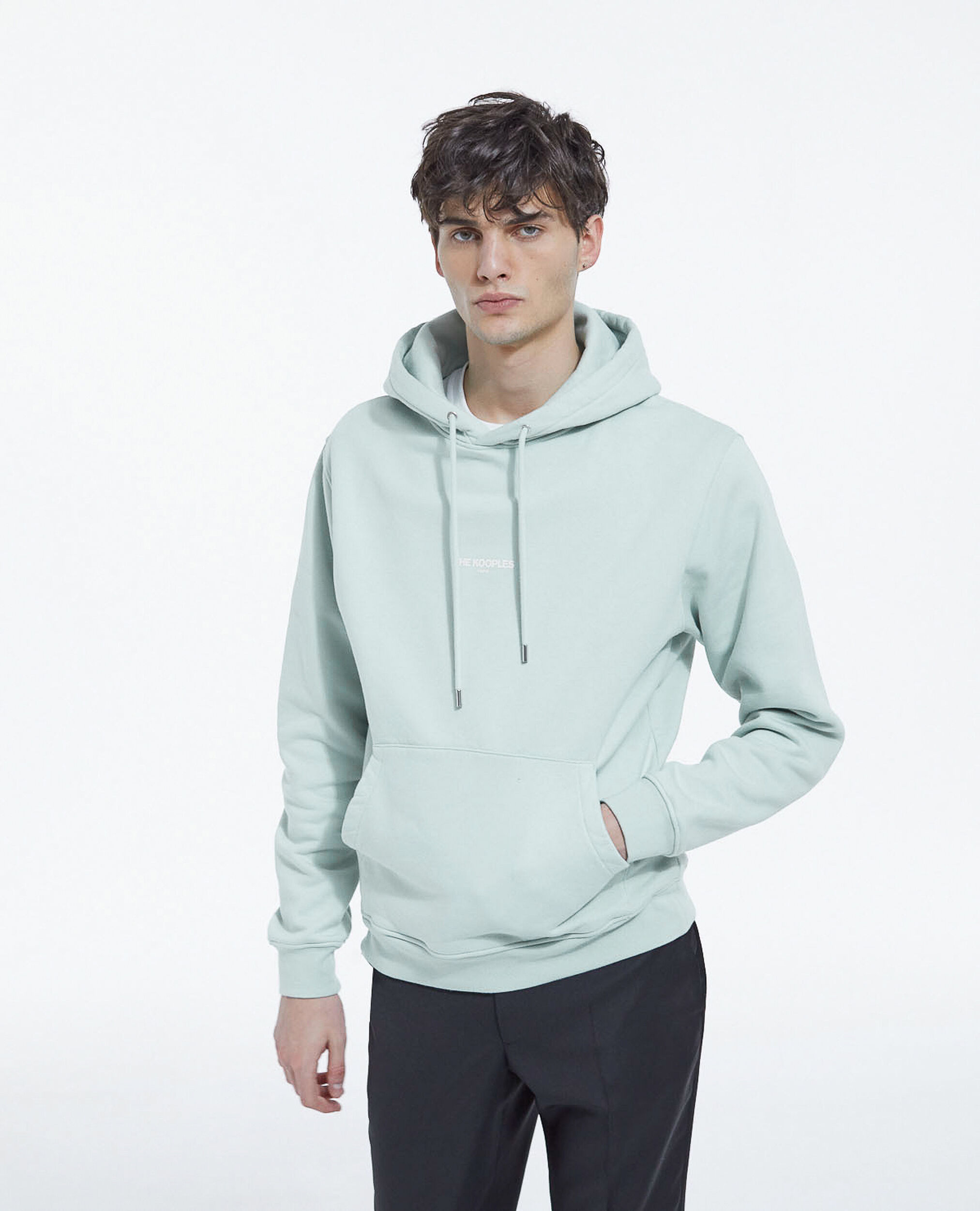 Sea green hoodie with logo on the chest | The Kooples