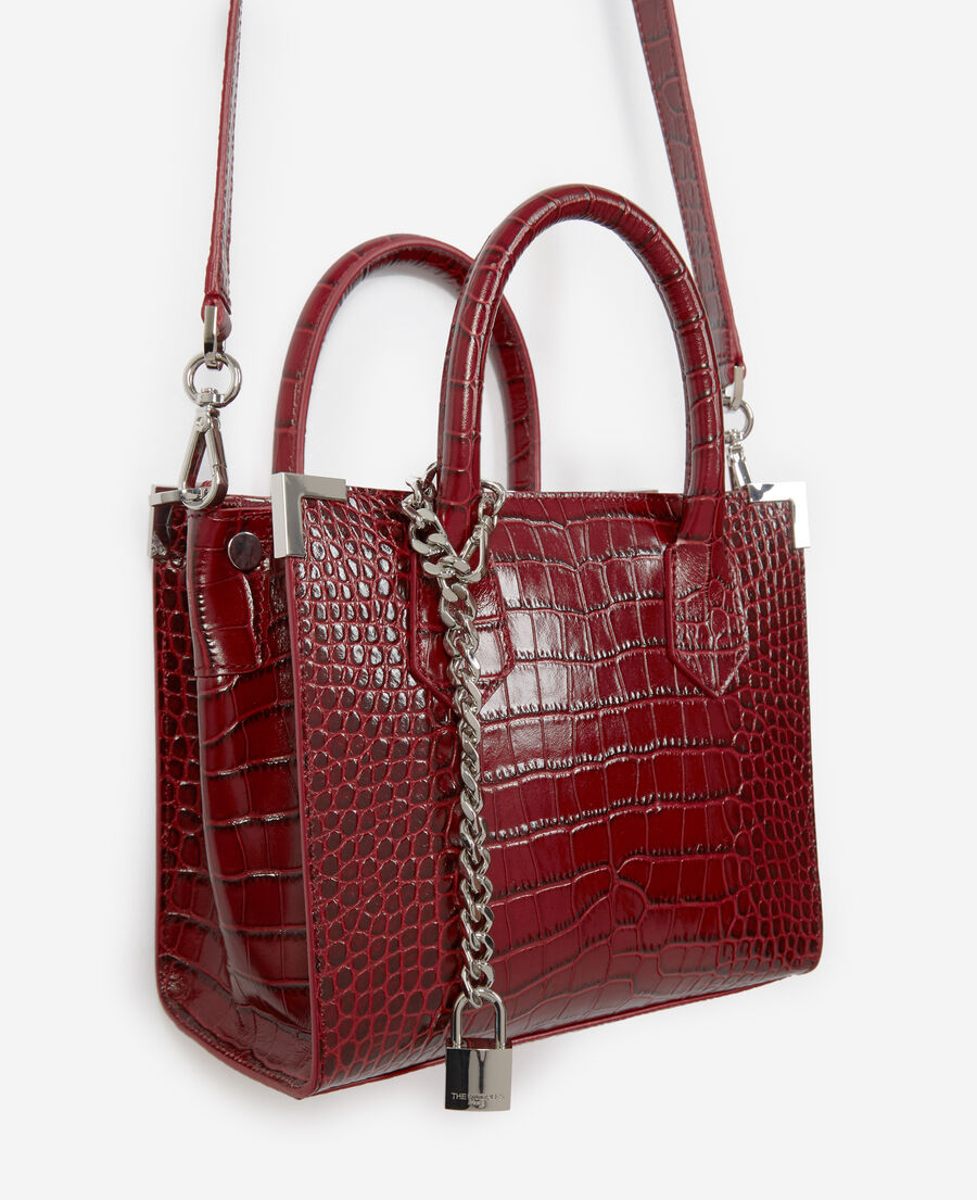 croco-print Ming bag in red leather | The Kooples - US