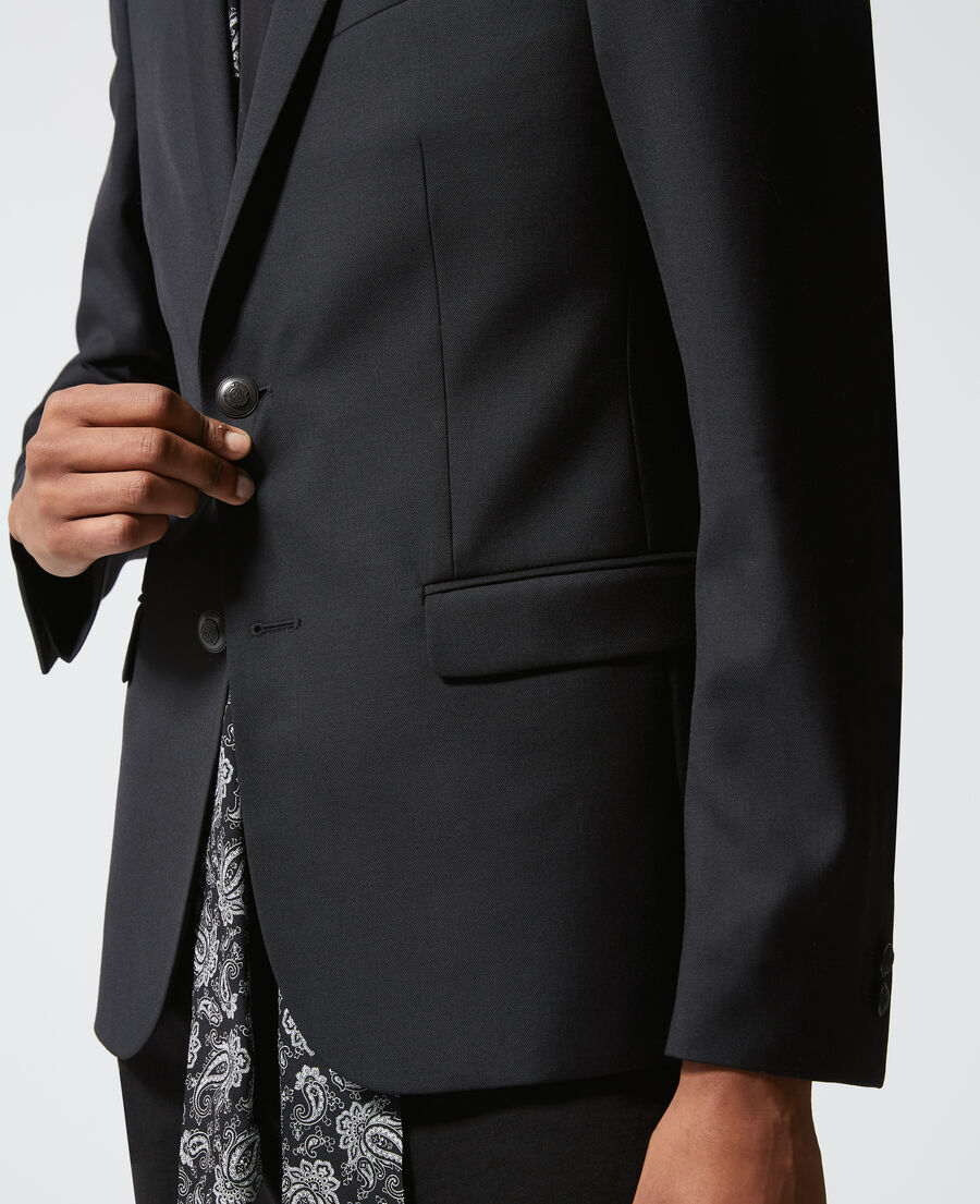 Formal black jacket in wool with scarf | The Kooples