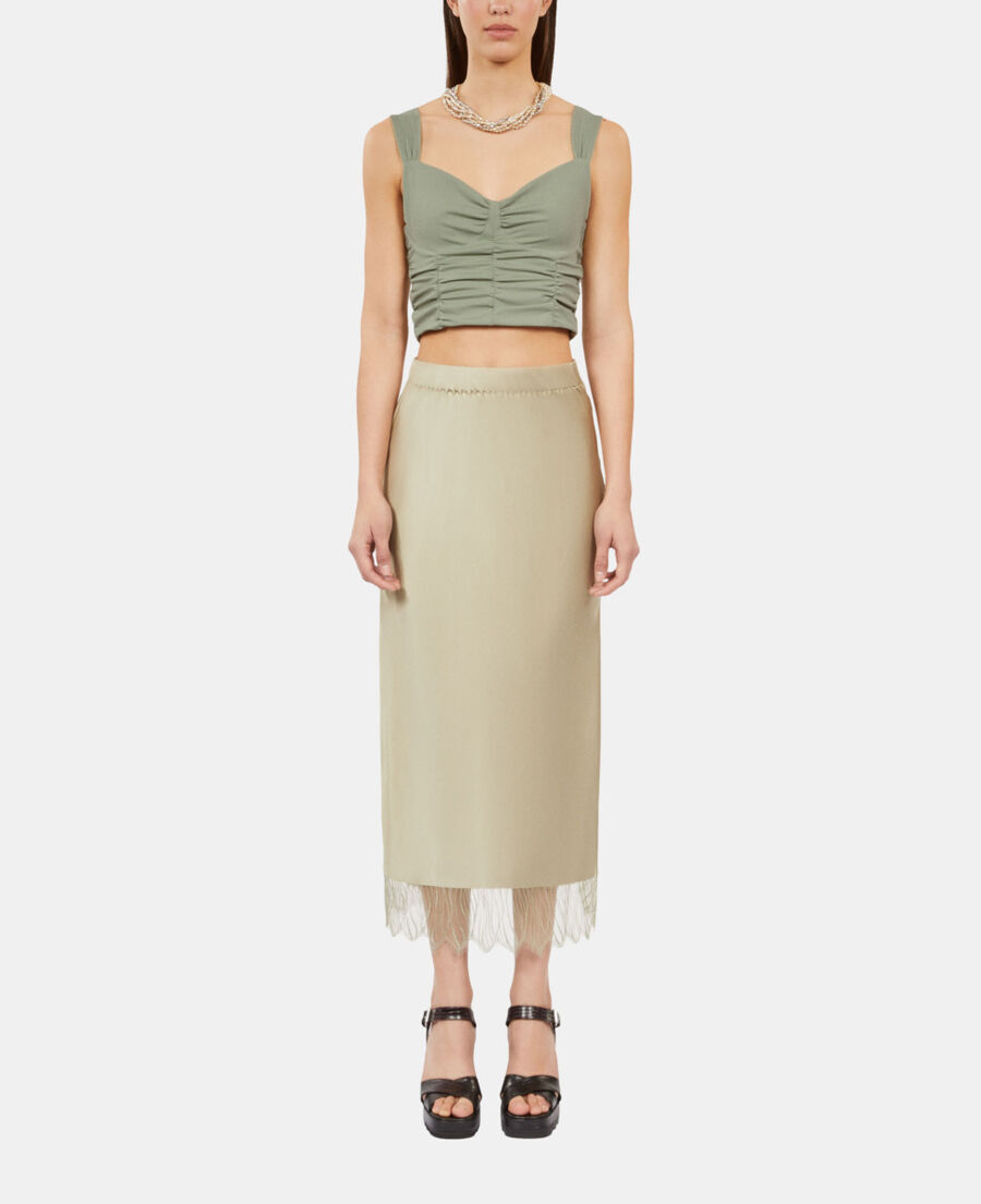 Short light green top with shirring | The Kooples