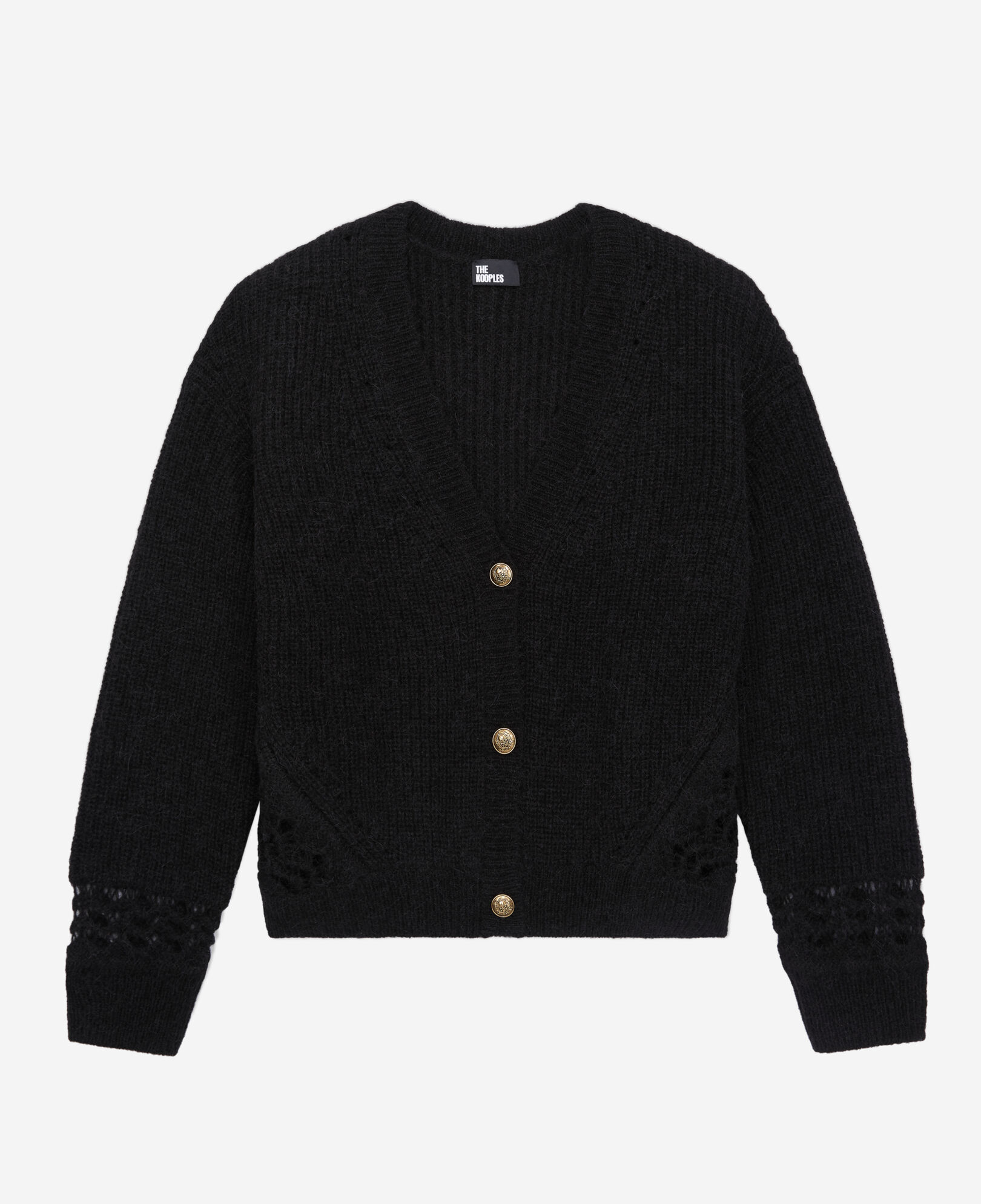 Cardigan noir en laine mélangée | The Kooples - France