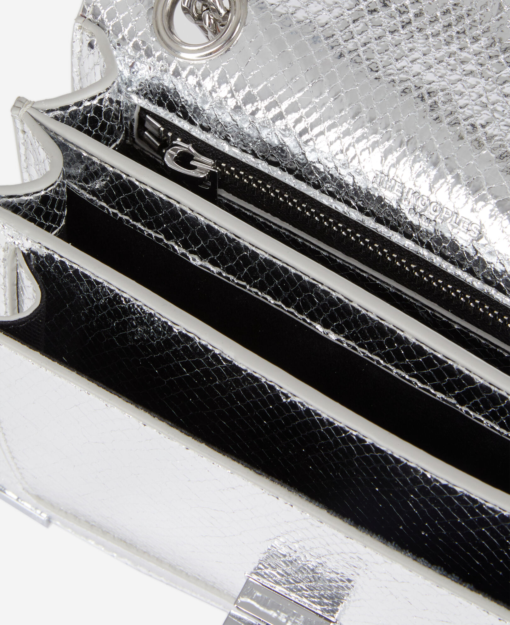 Emily chain bag in silver python-effect leather | The Kooples US