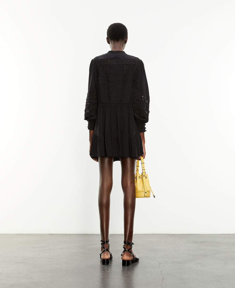 Short black dress with lace detail | The Kooples