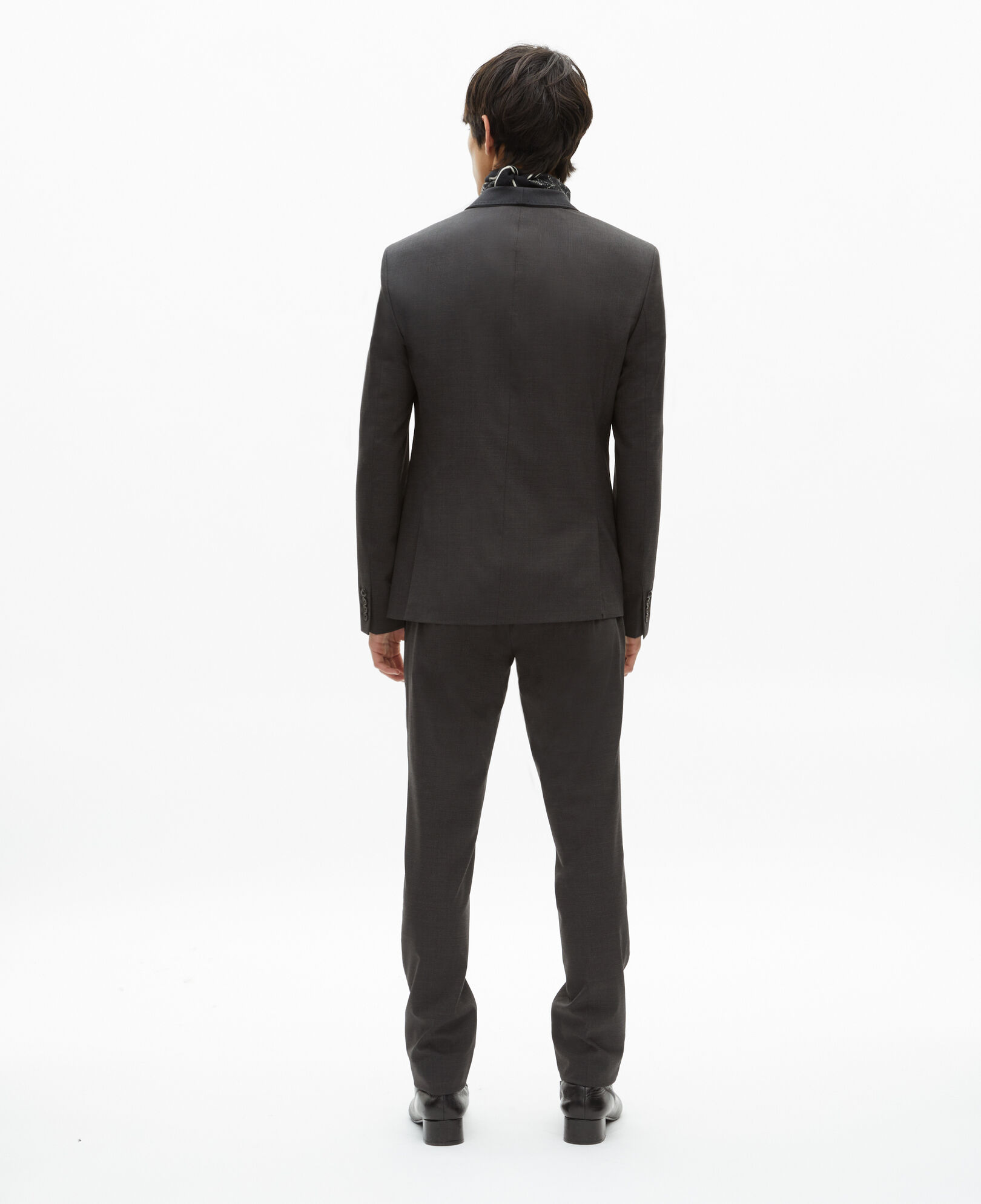 Black wool blend suit jacket with micro-check pattern| The Kooples