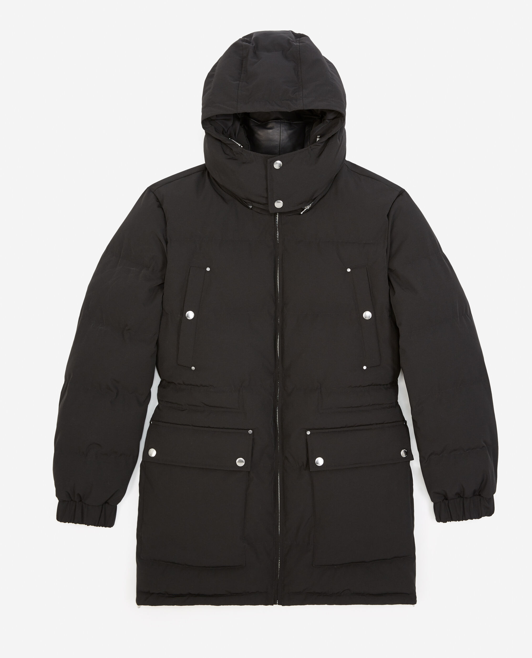 Long black nylon parka with removable hood | The Kooples