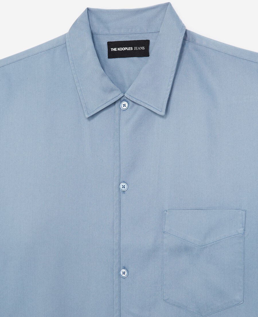 Blue classic-collar shirt with pocket | The Kooples - UK