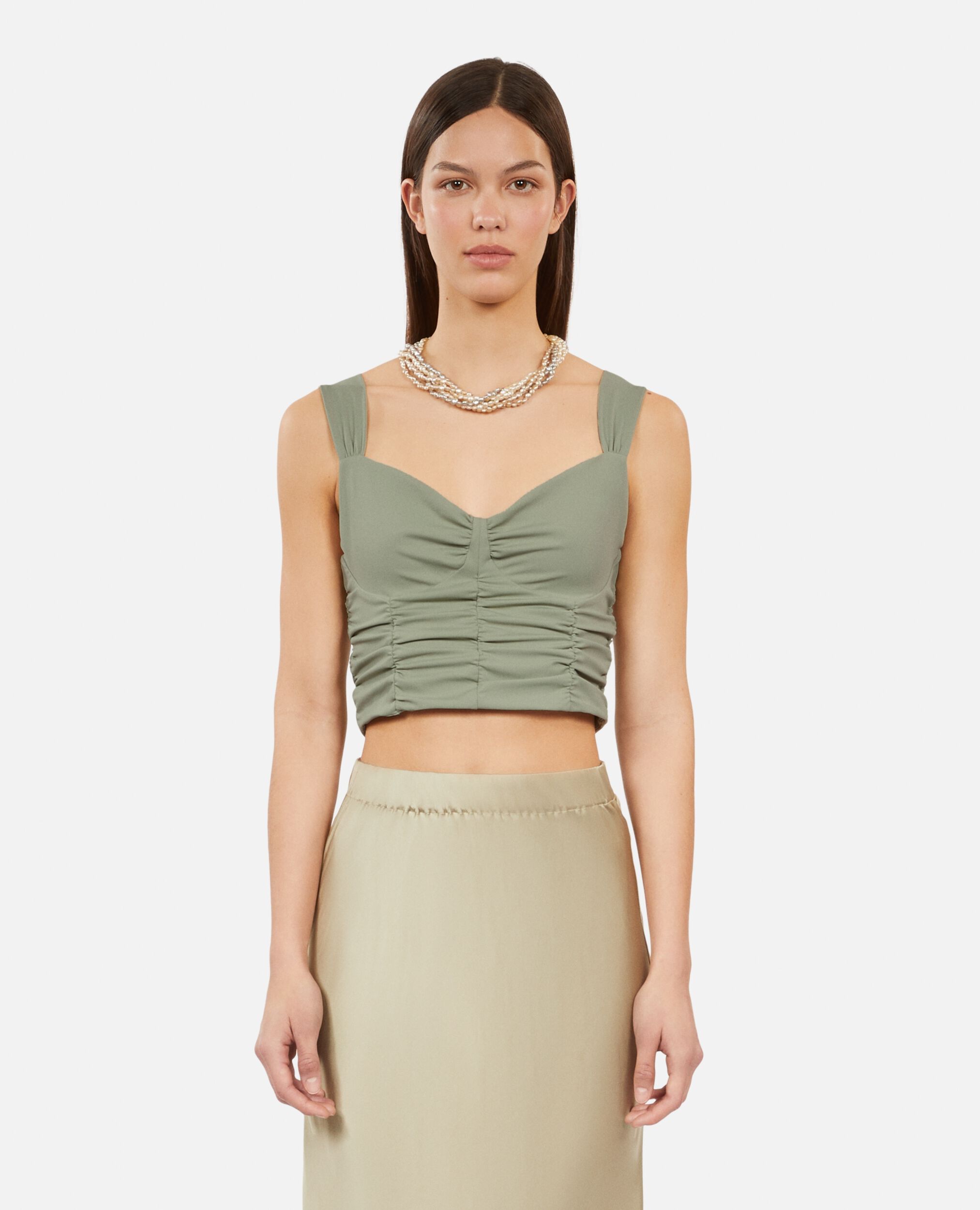 Short light green top with shirring | The Kooples