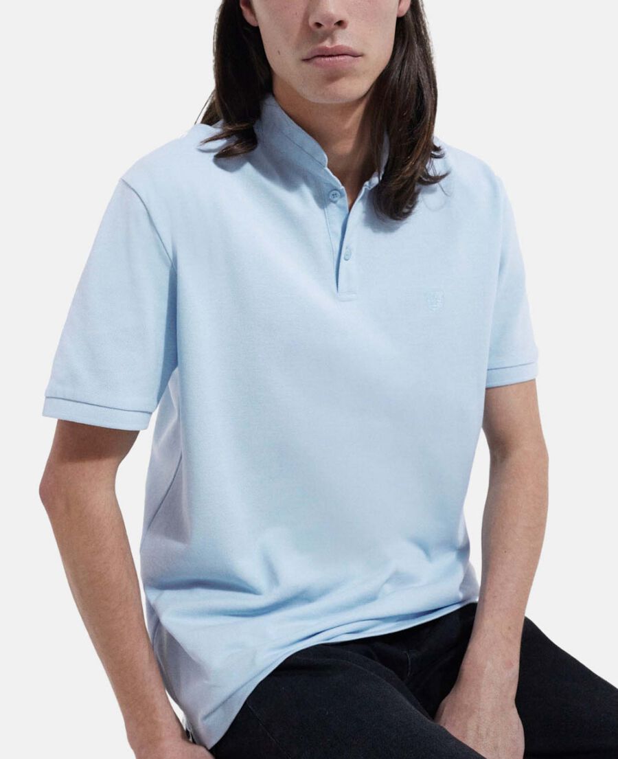 Polo bleu ciel col officier détail brodé | The Kooples