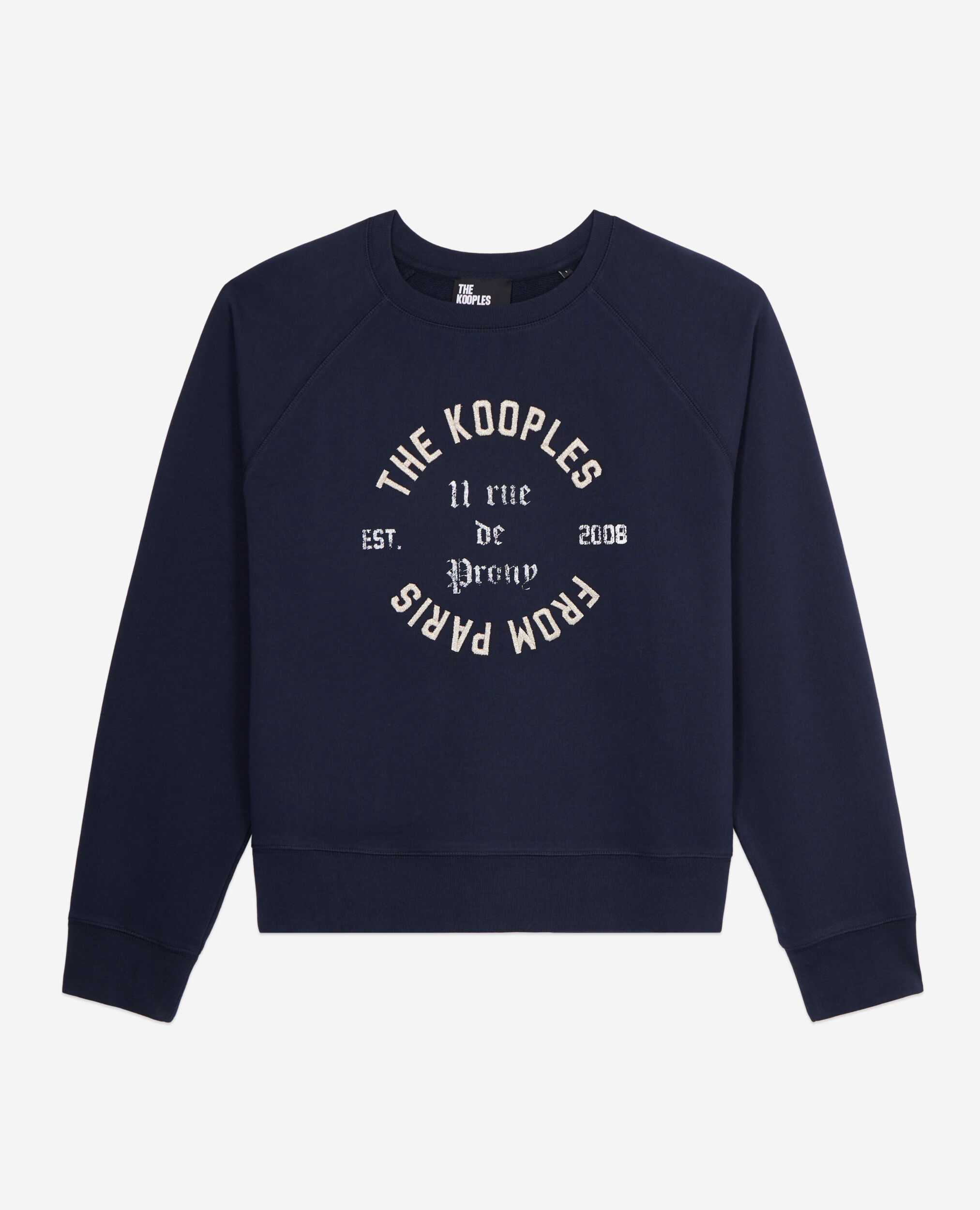 Navy blue sweatshirt with 11 Rue de Prony serigraphy | The Kooples - UK