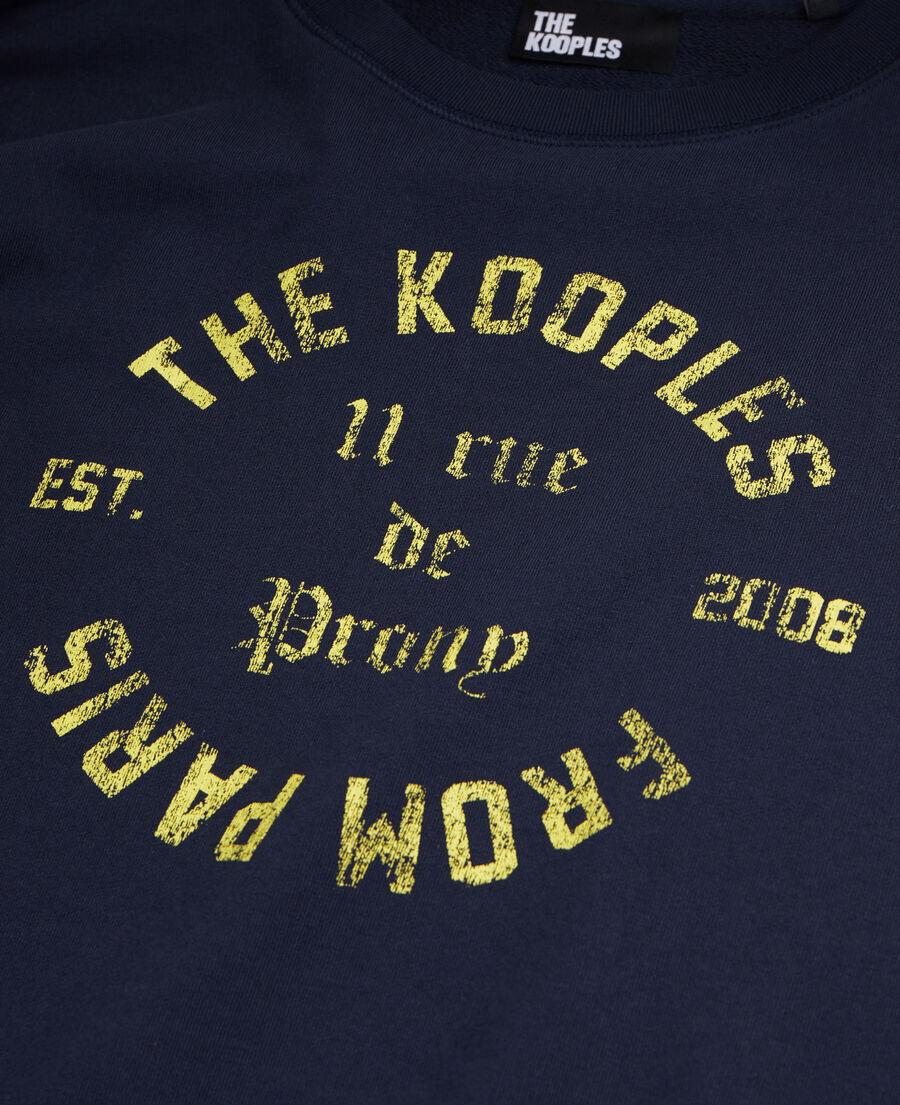 Navy blue sweatshirt with 11 Rue de Prony serigraphy | The Kooples