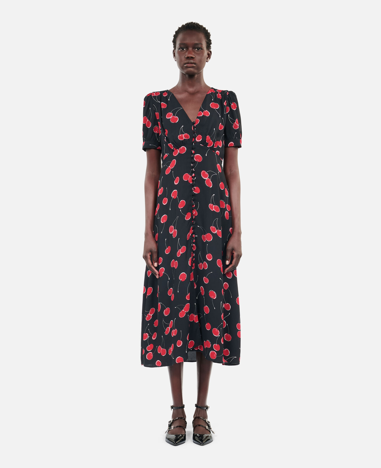Printed long dress with buttoning | The Kooples