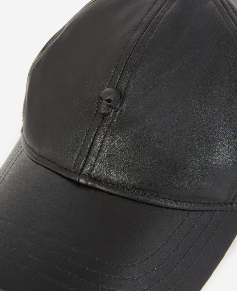 Black leather cap with skull detail | The Kooples