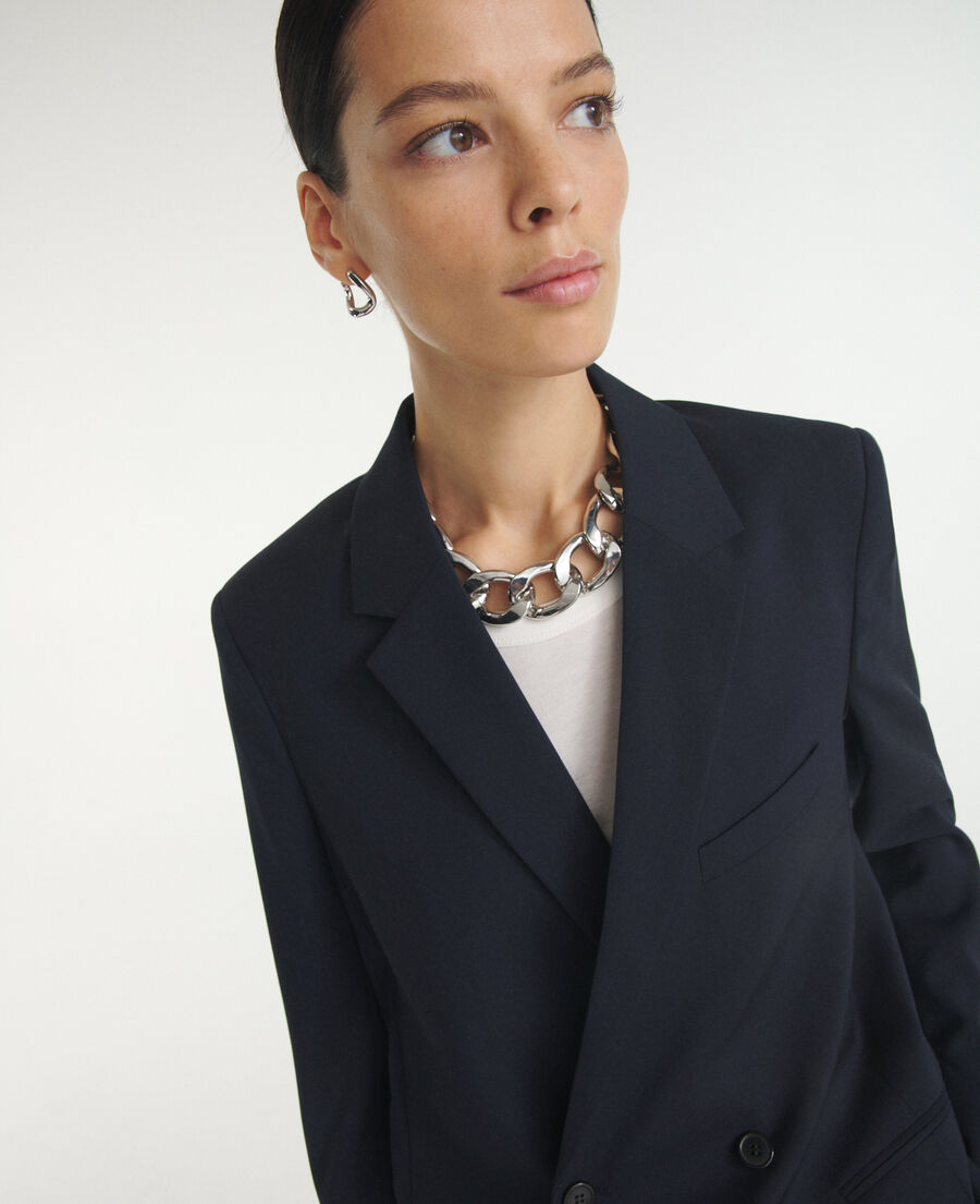 Blue wool jacket with double button fastening | The Kooples