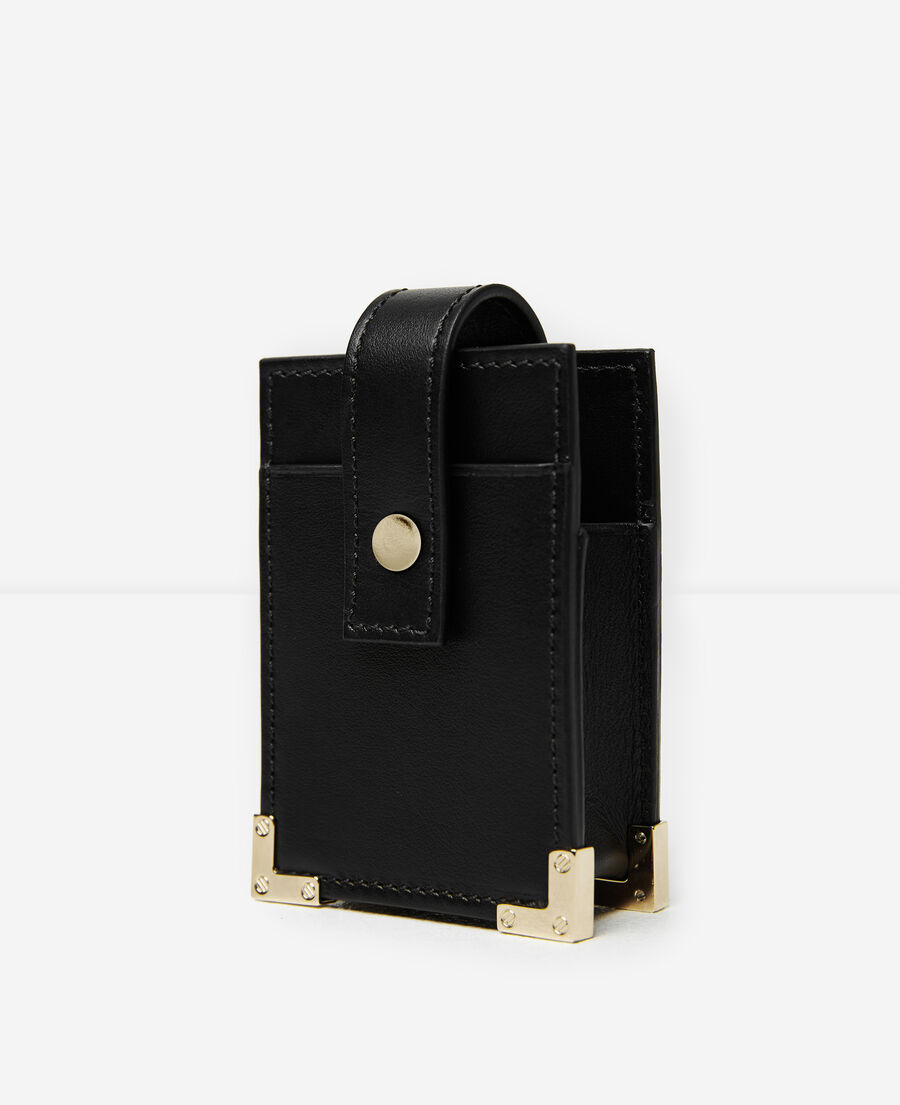 Smooth black leather cigarette case