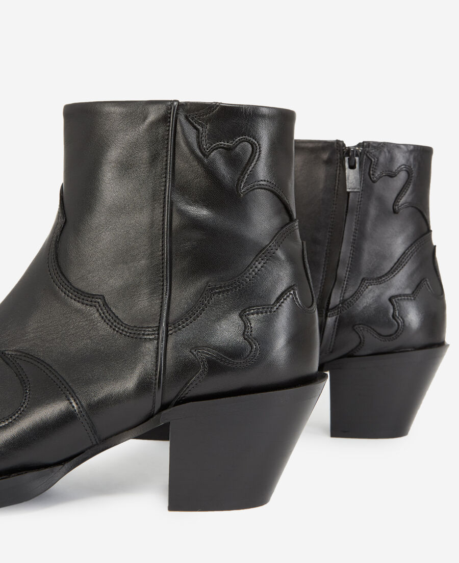 Botines piel negros tacón estilo western | The Kooples - España