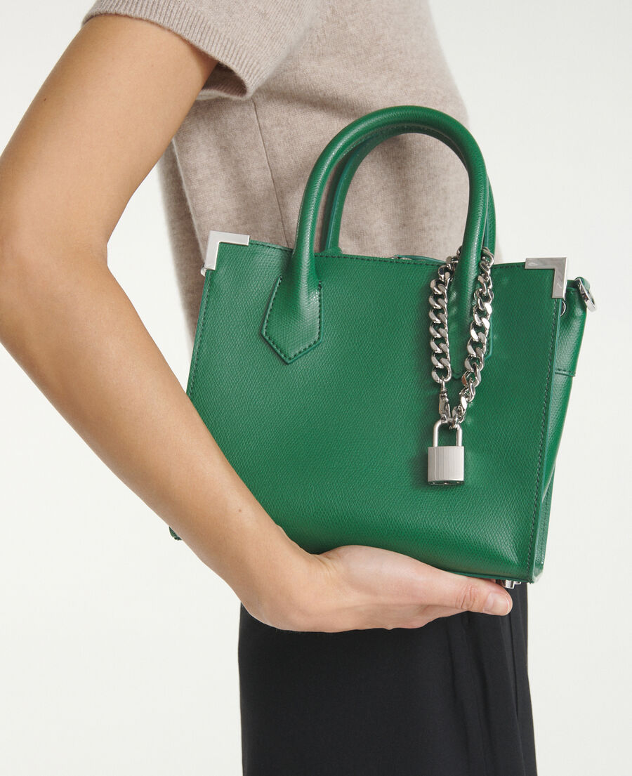 Medium Ming bag in green grained leather | The Kooples