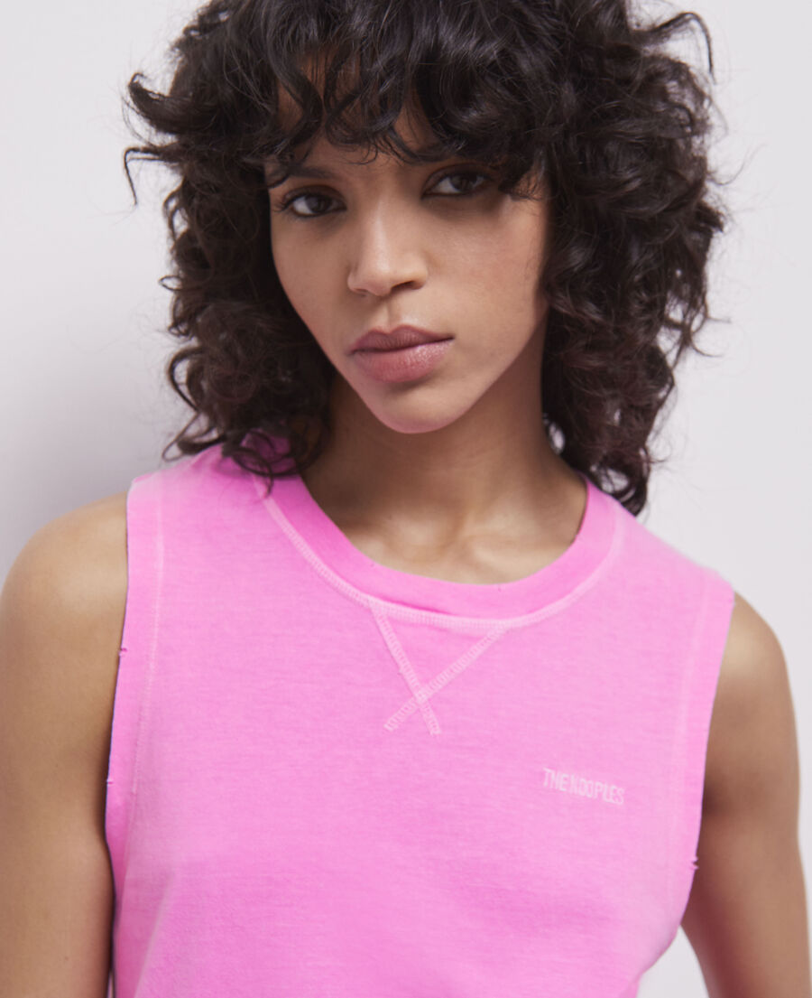 Women's fluorescent pink t-shirt with logo | The Kooples