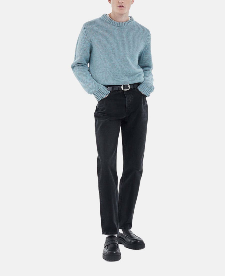 Light blue wool sweater w/ classic crew neck | The Kooples - UK