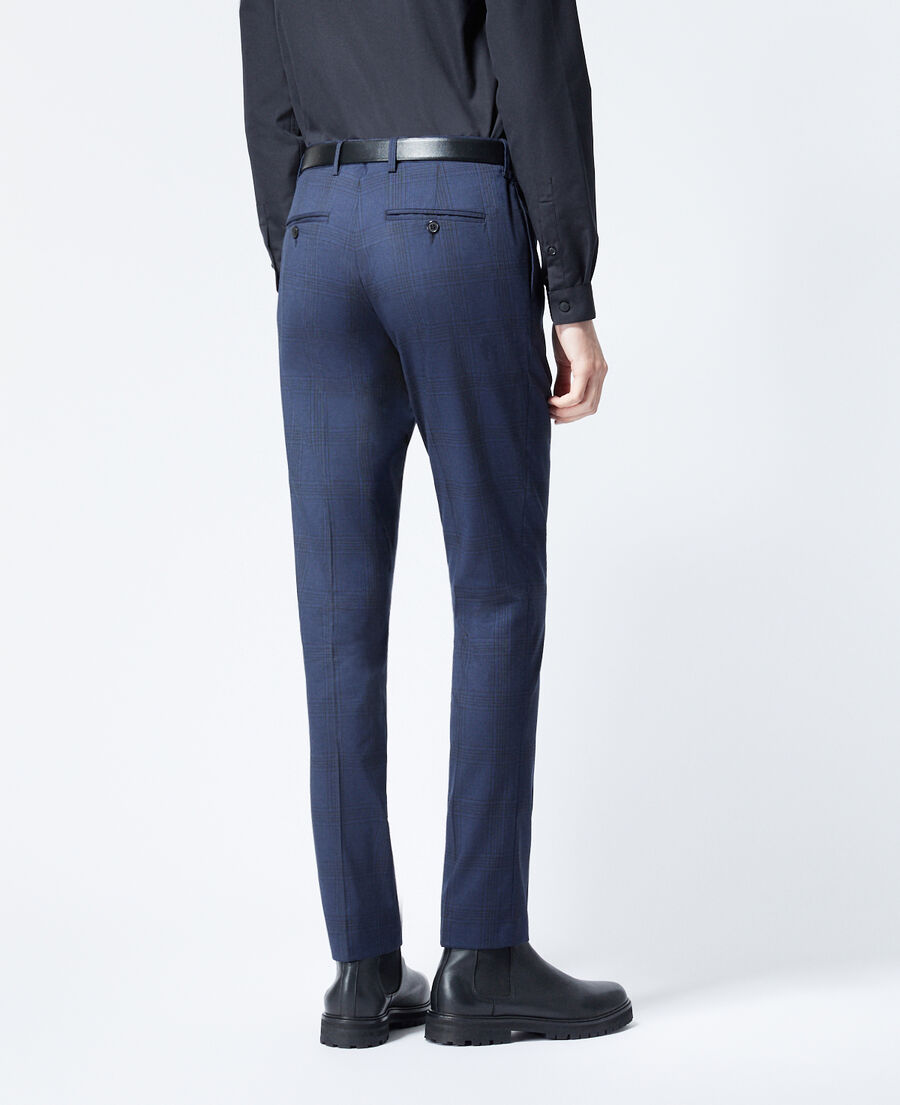 Blue suit pants in wool with check motif | The Kooples