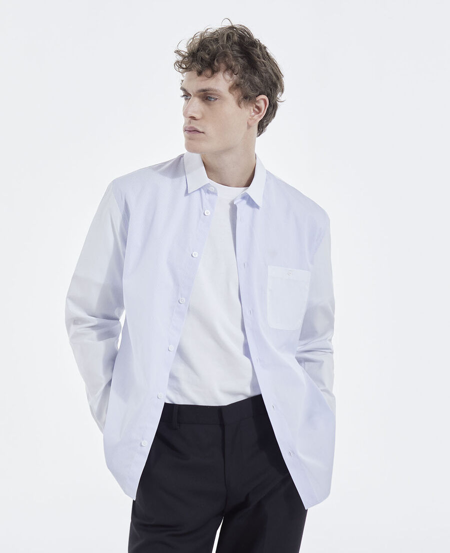 Chemise col blanche rayures bleu ciel | The Kooples - France