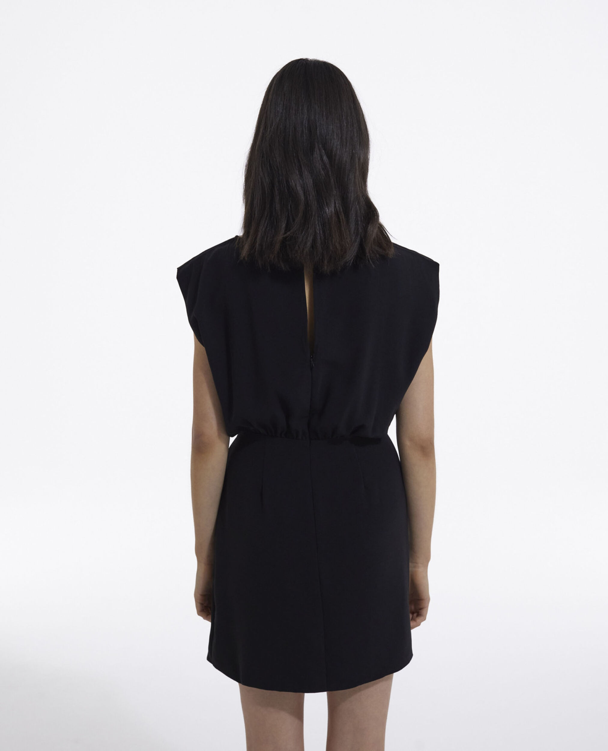 Short black wrap dress in crepe fabric | The Kooples