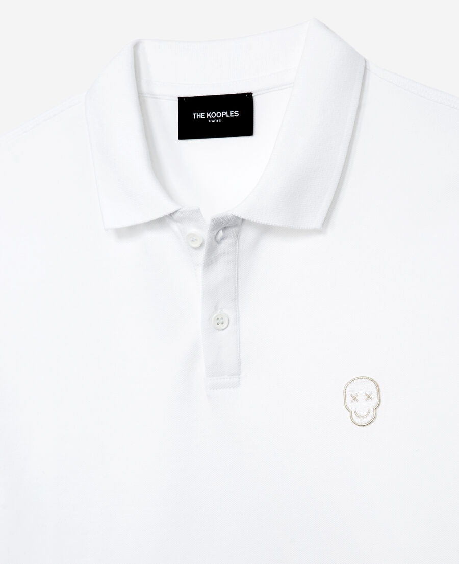 Polo blanc col classique à détail brodé | The Kooples - France