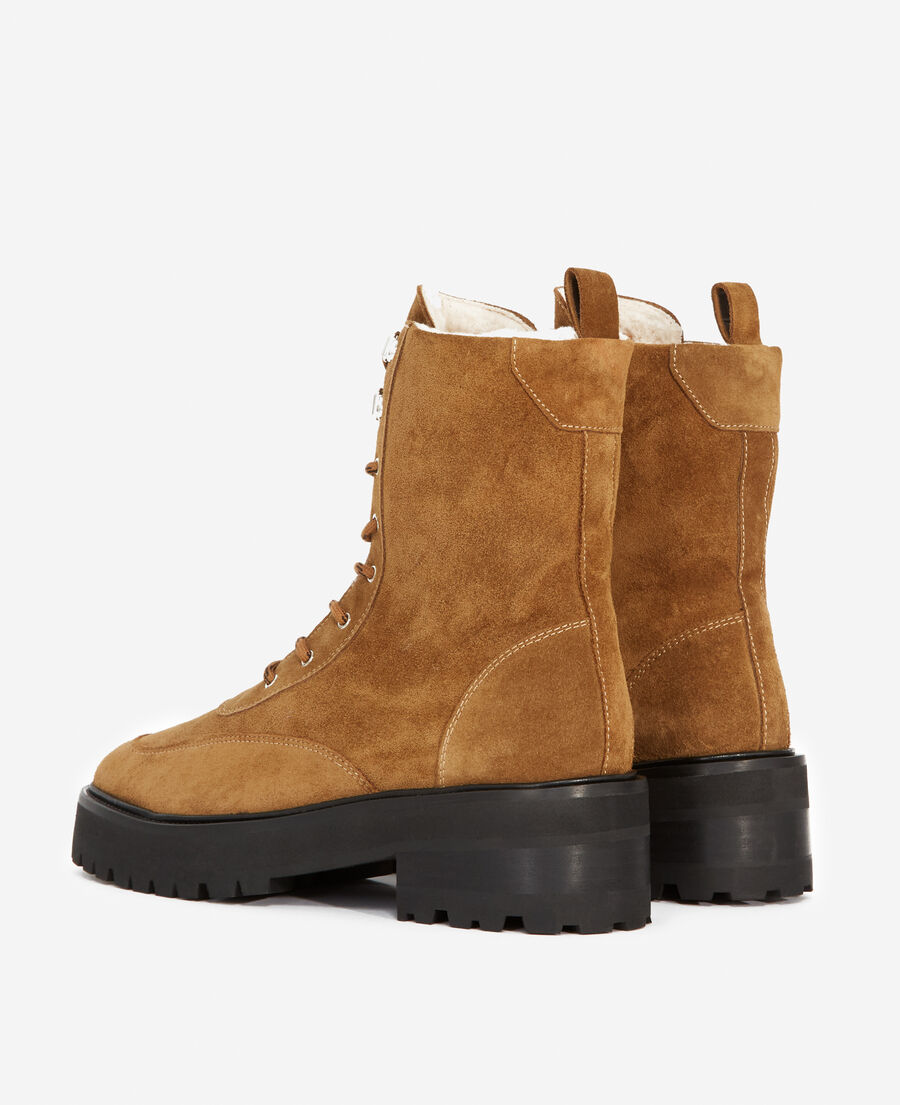 Camel suede ankle boots with lining | The Kooples - UK