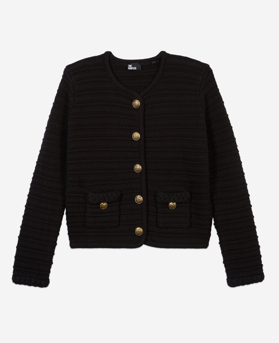 Black Cable Knit Cardigan The Kooples