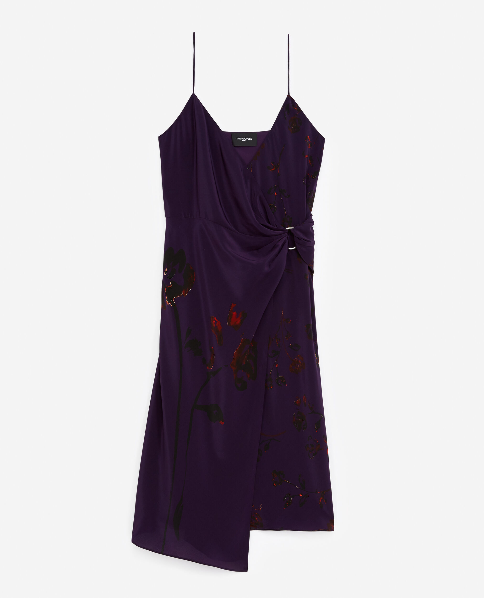 Purple silk dress with floral motif | The Kooples
