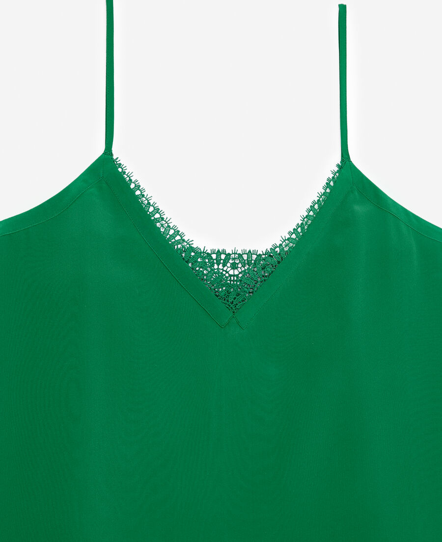 Green silk camisole with lace | The Kooples