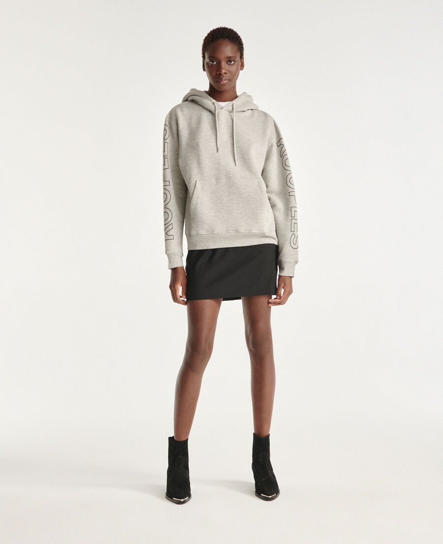 Light gray hooded sweatshirt with a pocket | The Kooples