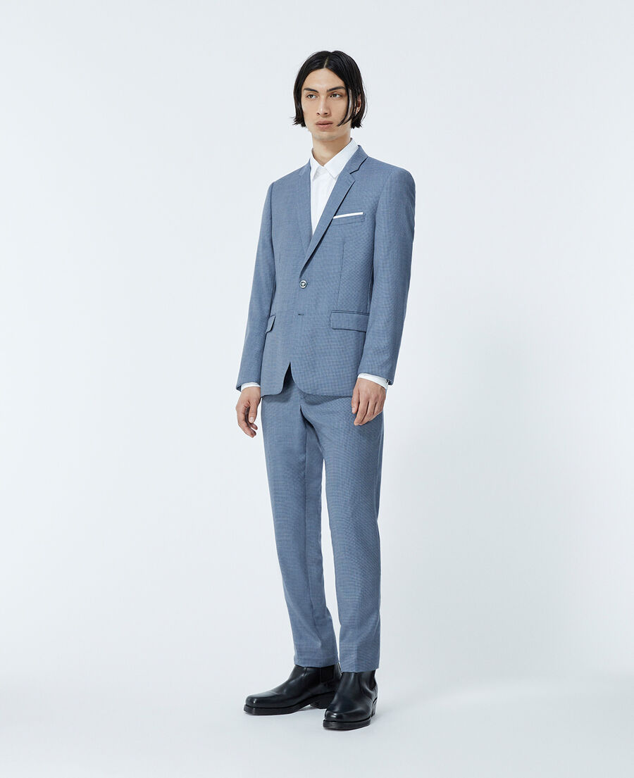Formal light blue jacket with check motif | The Kooples - UK