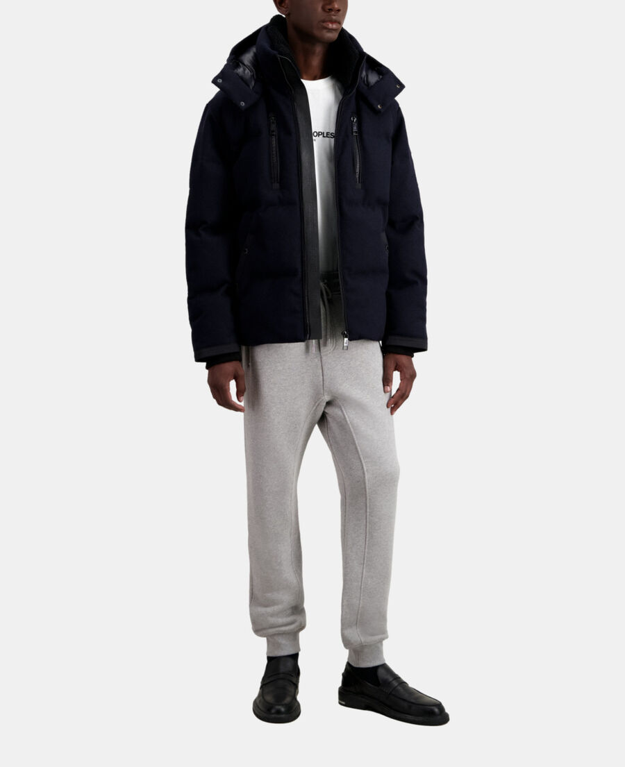 Navy blue flannel puffer jacket | The Kooples