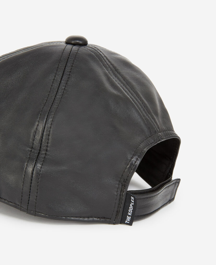 Black leather cap with skull detail | The Kooples