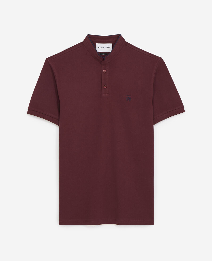 Dark red polo shirt with blue badge | The Kooples