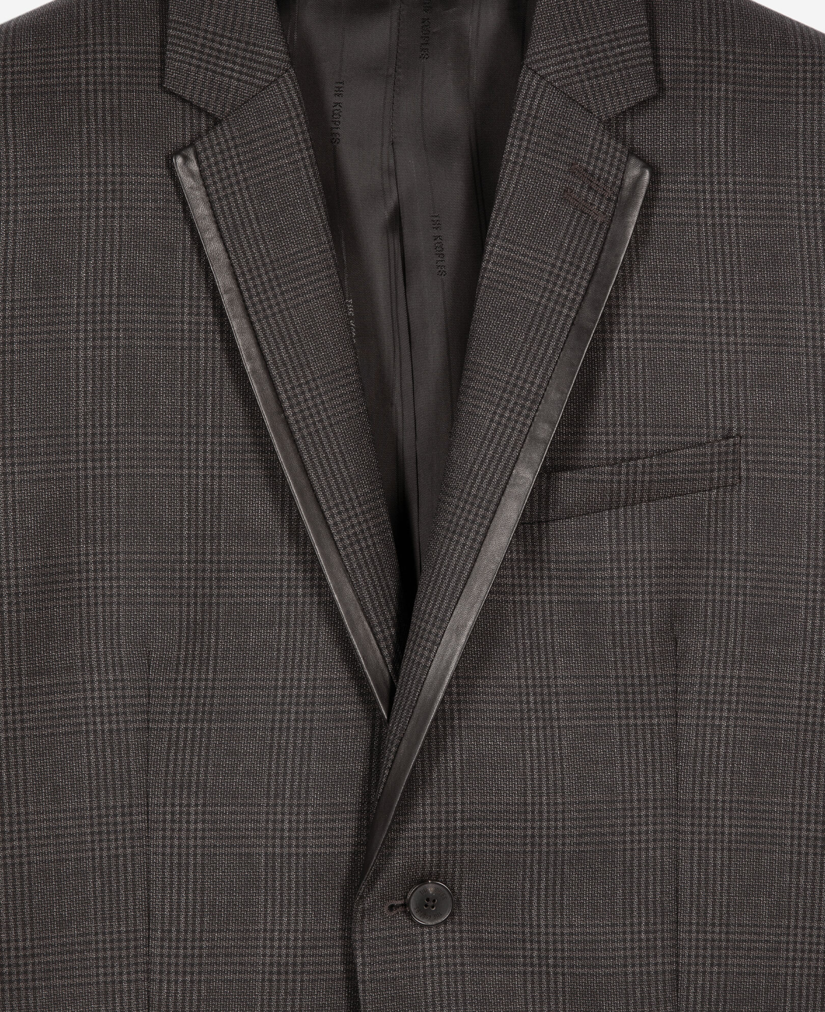 Gray Prince of Wales wool suit jacket| The Kooples
