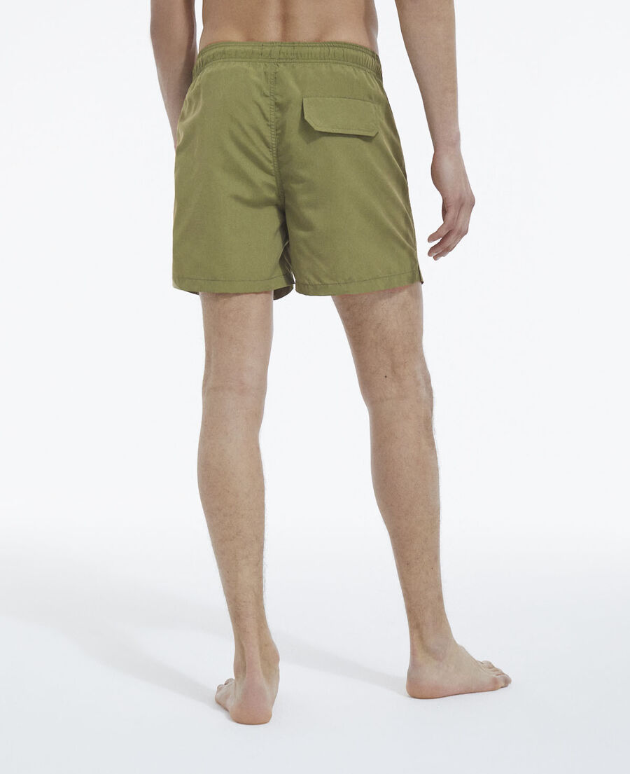Khaki swim shorts with small The Kooples logo | The Kooples