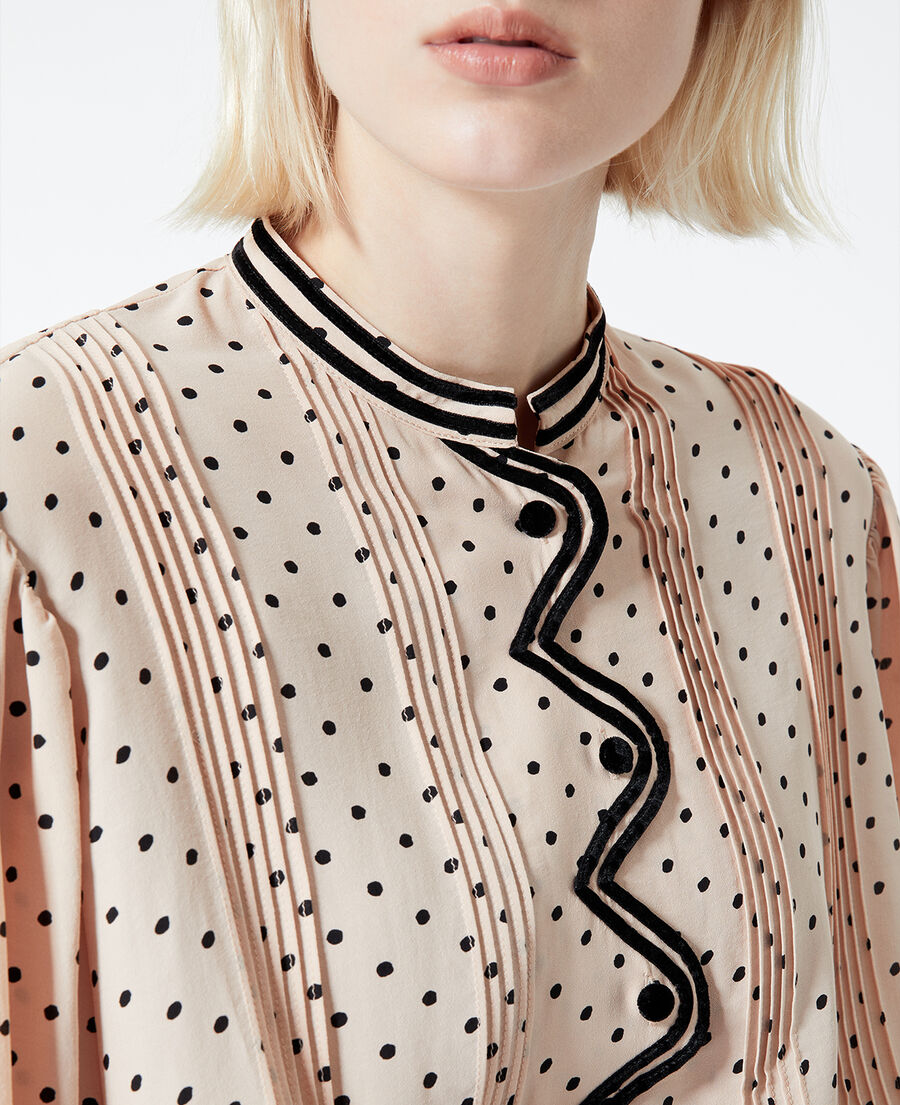 Top fluide rose à pois détails velours | The Kooples