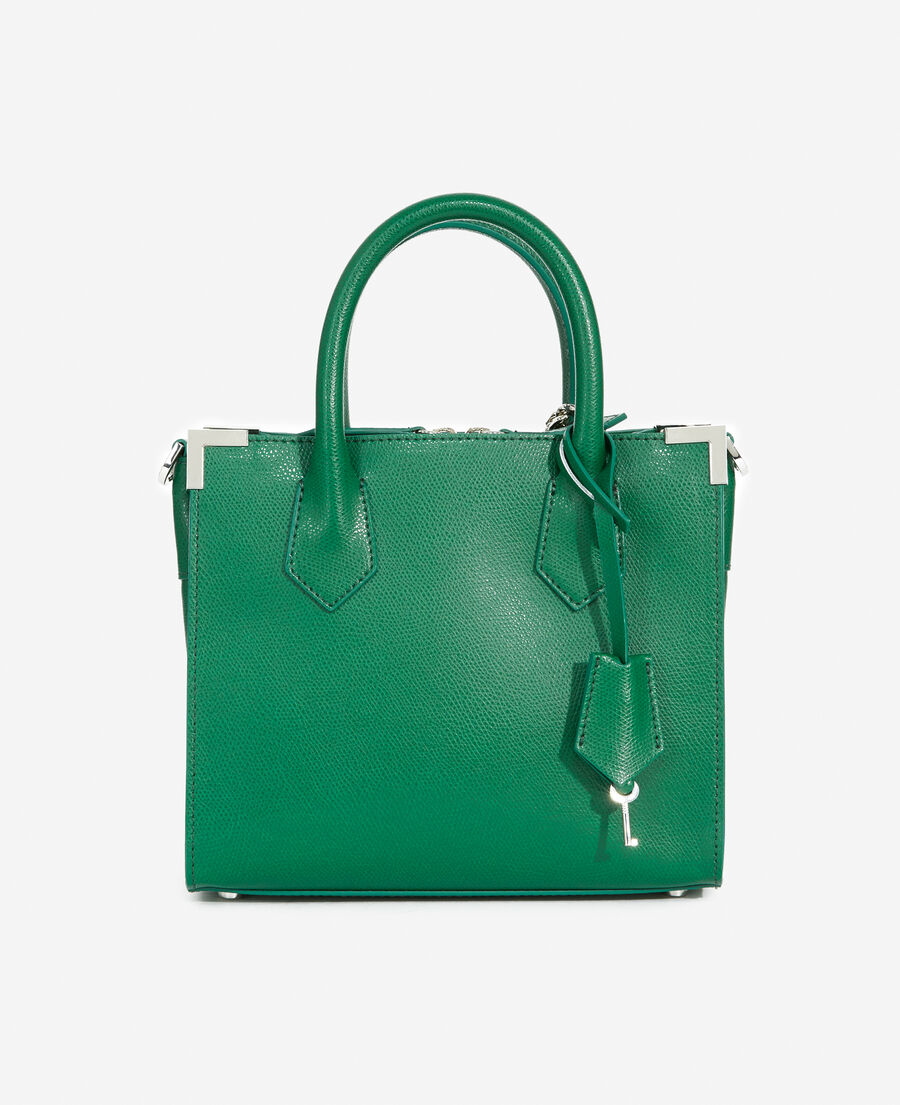 Medium Ming bag in green grained leather | The Kooples
