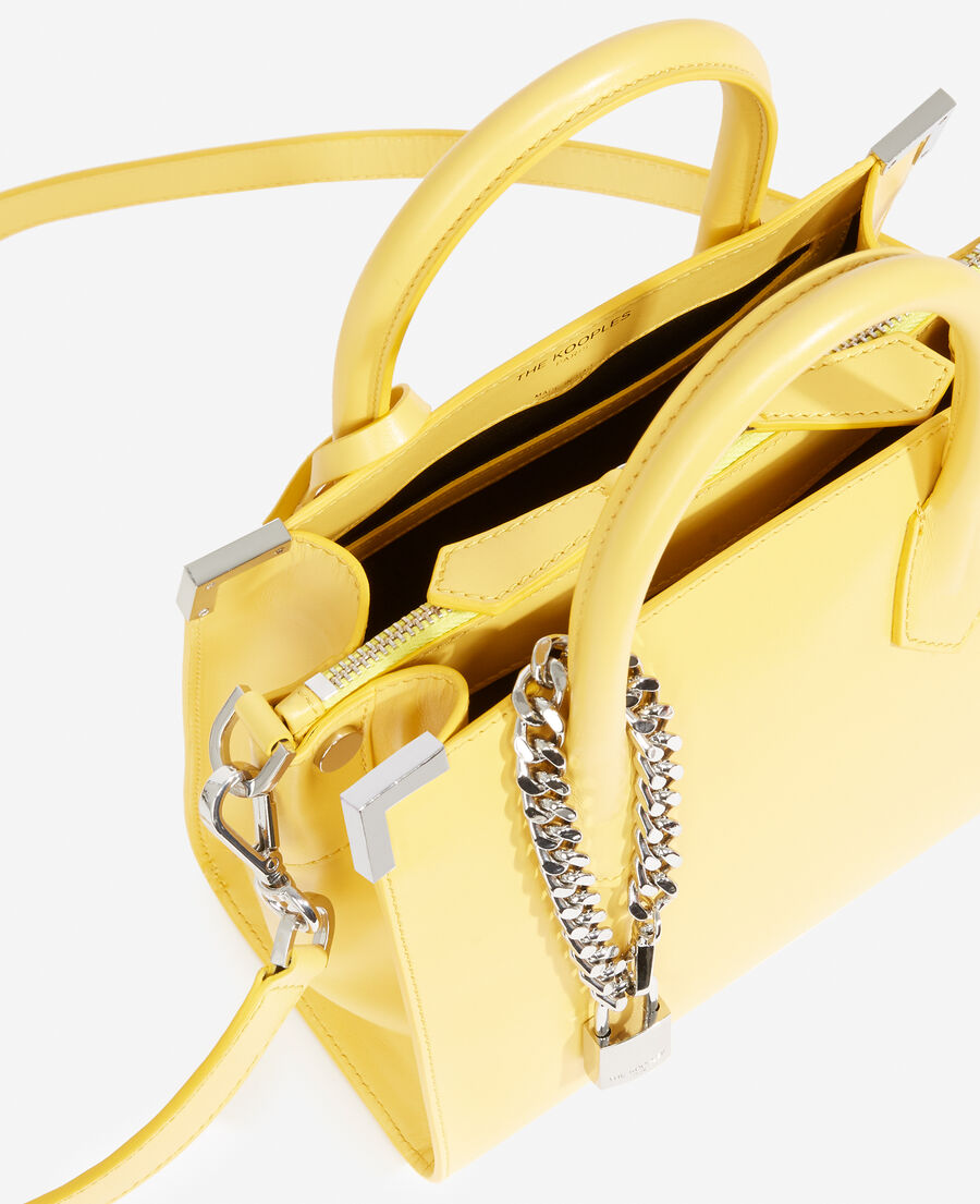 Medium Ming bag in pastel yellow leather | The Kooples
