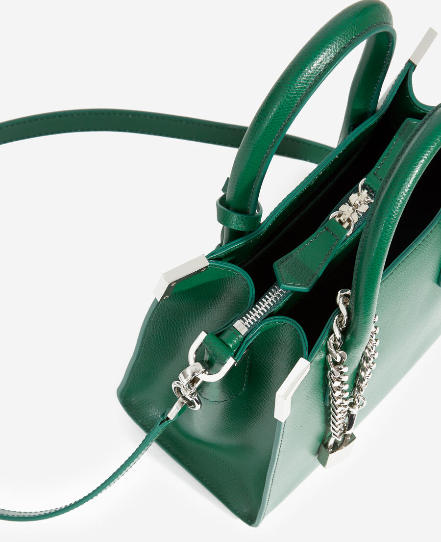 Medium Ming bag in green grained leather | The Kooples