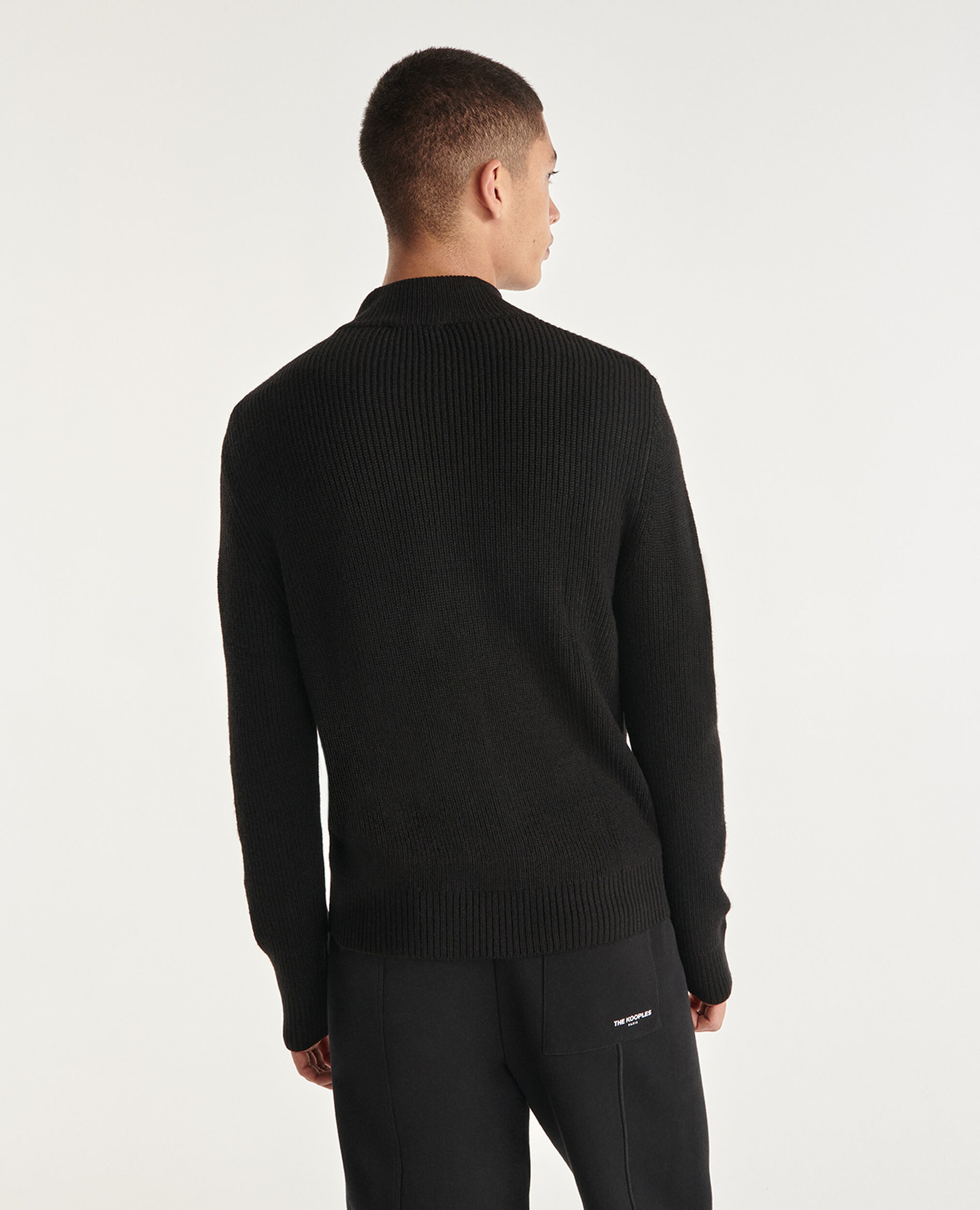 Pull noir avec zip sur l'épaule | The Kooples - France