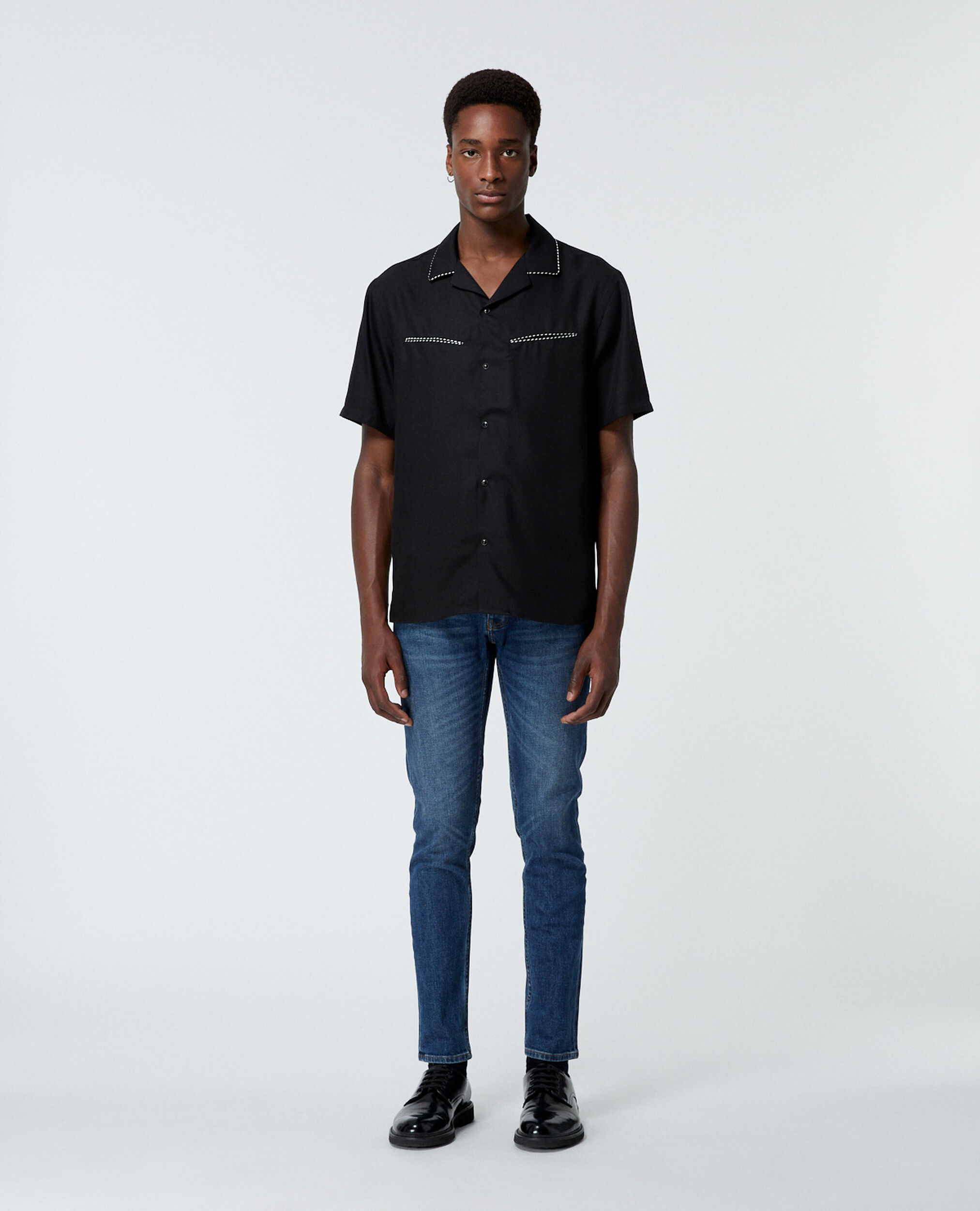 Plain black shirt with short sleeves | The Kooples