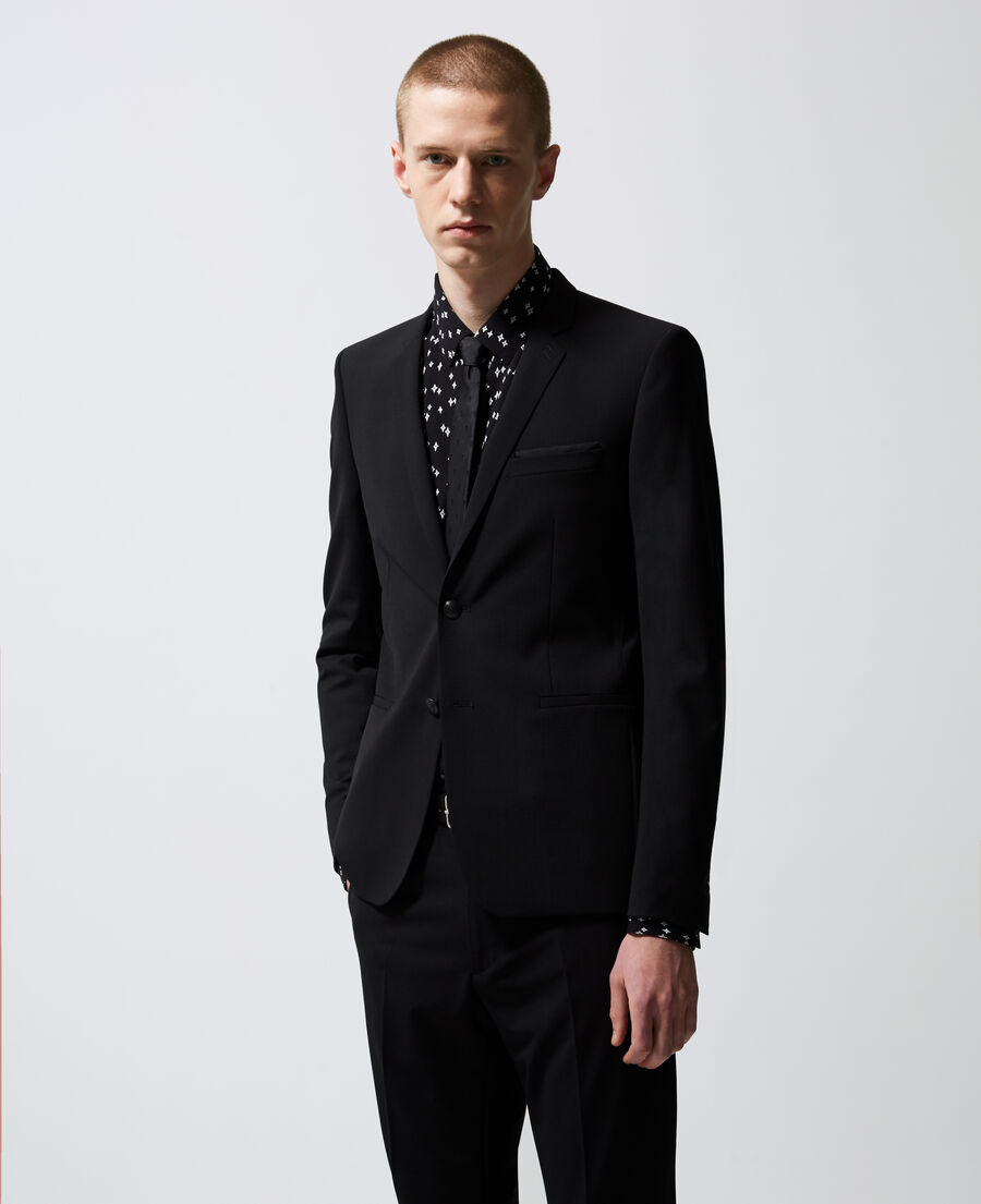 Formal black jacket in wool with chain | The Kooples