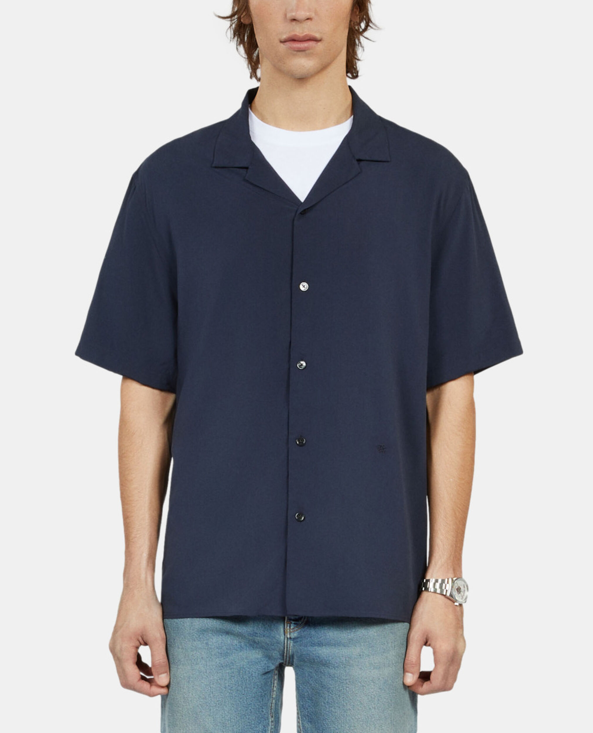 Navy blue short-sleeved shirt | The Kooples